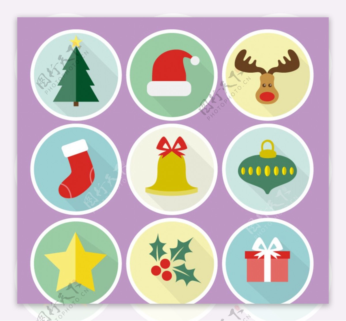 圆形圣诞图标矢量素材图片素材-编号11157766-图行天下