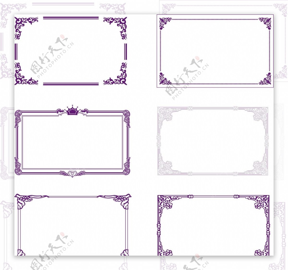紫色精美花边边框图片素材-编号24123676-图行天下