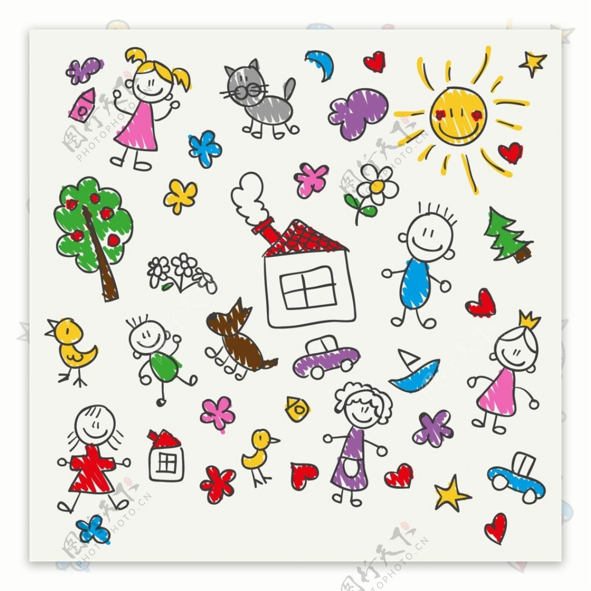可爱的儿童画图片素材-编号28181836-图行天下