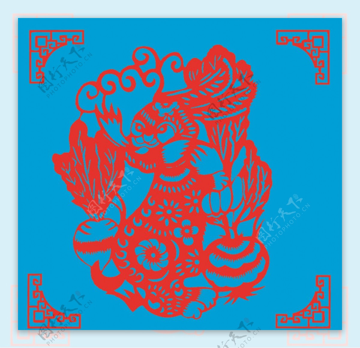 兔子剪纸图片素材-编号32179786-图行天下