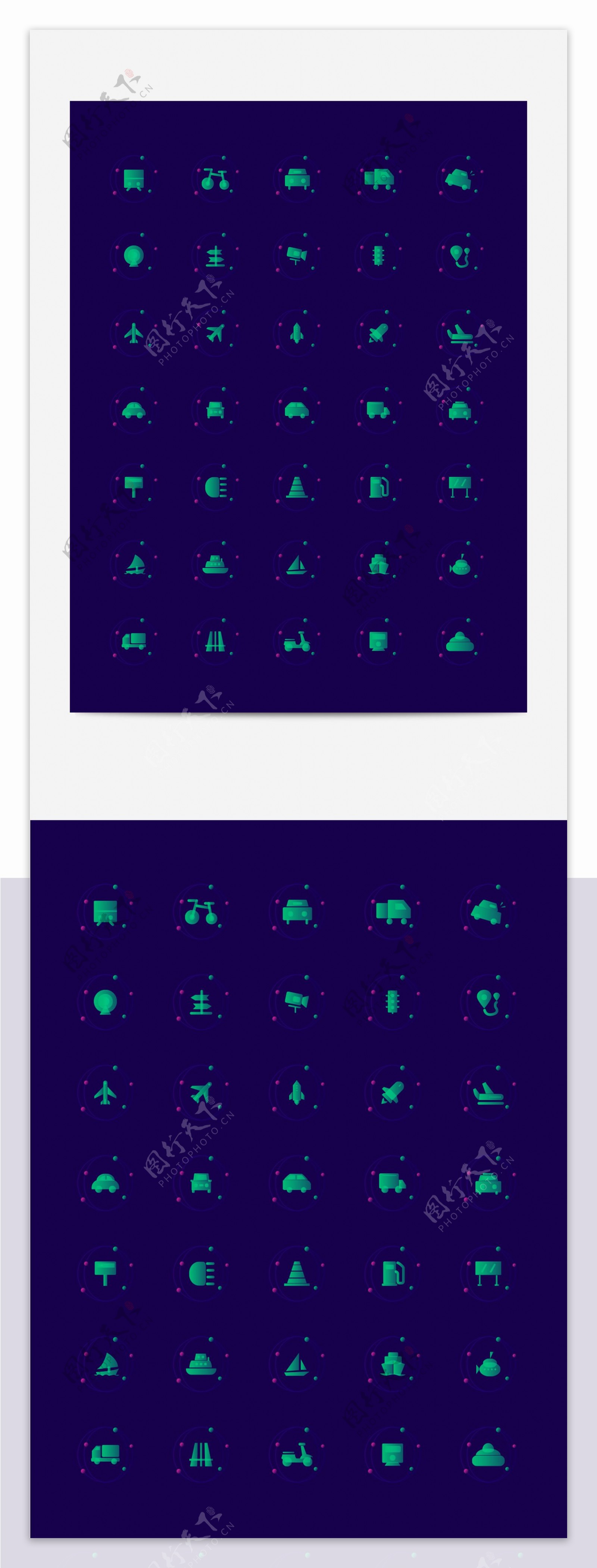 绿色渐变交通出行icon图片素材-编号32687956-图行天下