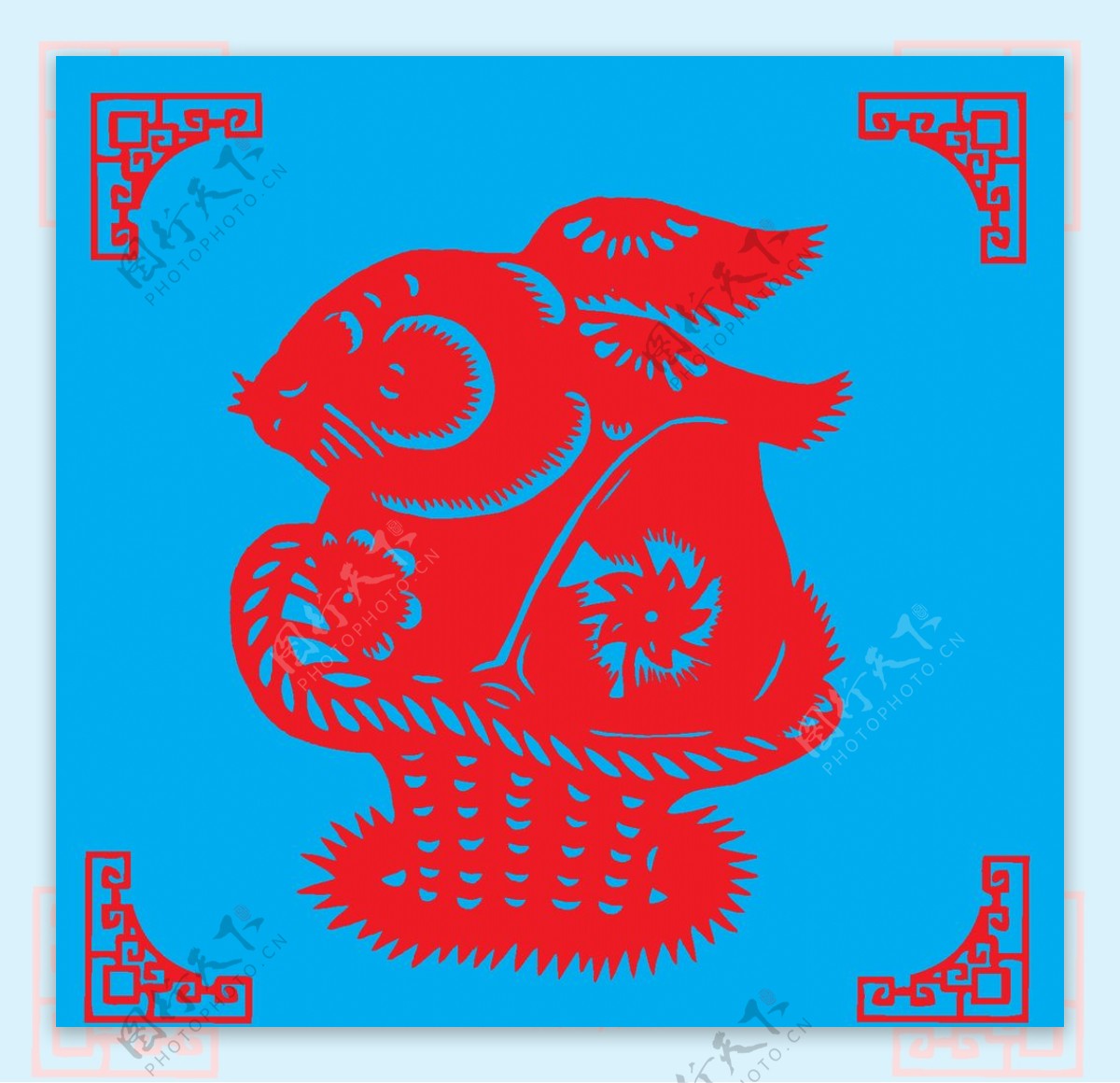 兔子剪纸图片素材-编号36250896-图行天下